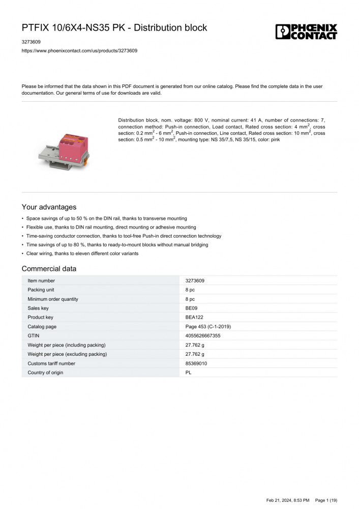 Phoenix Contact 3273609 technical document page 1