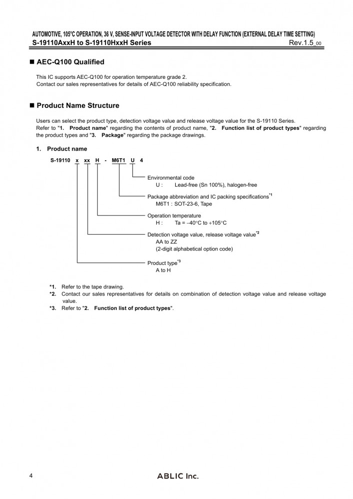 S-19110 Series datasheet page 4