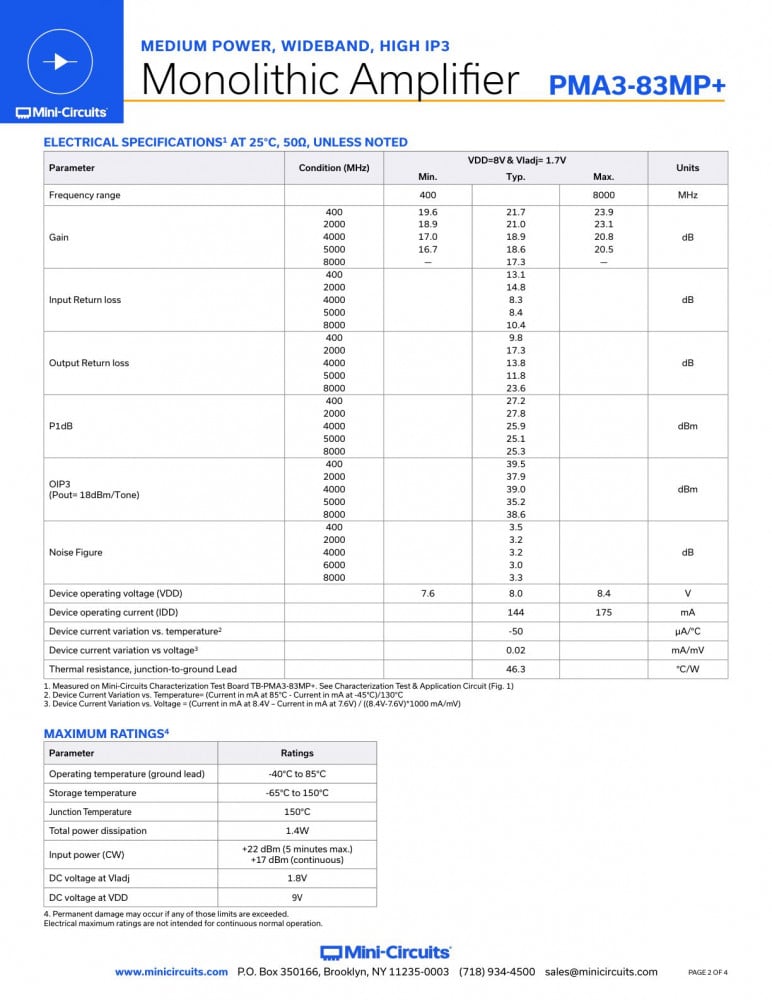 PMA3-83MP+ datasheet page 2