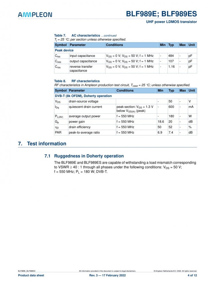 BLF989EU datasheet page 4