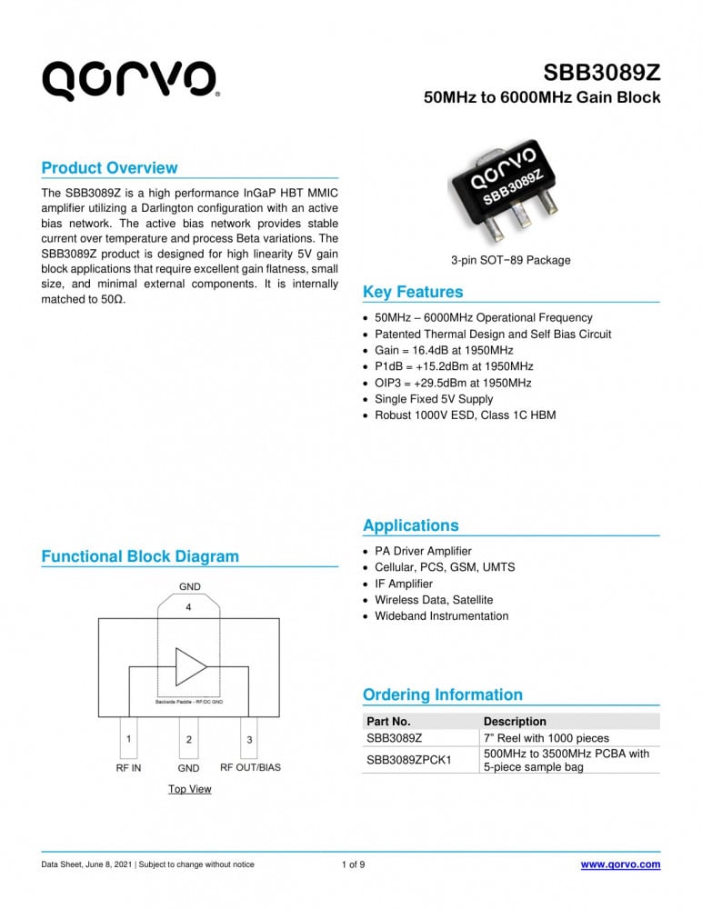SBB3089Z technical document page 1