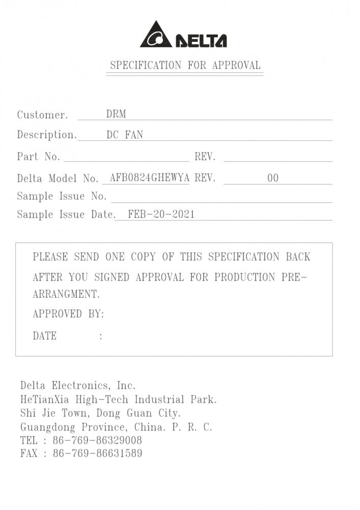AFB0824GHEWYA specification page 1