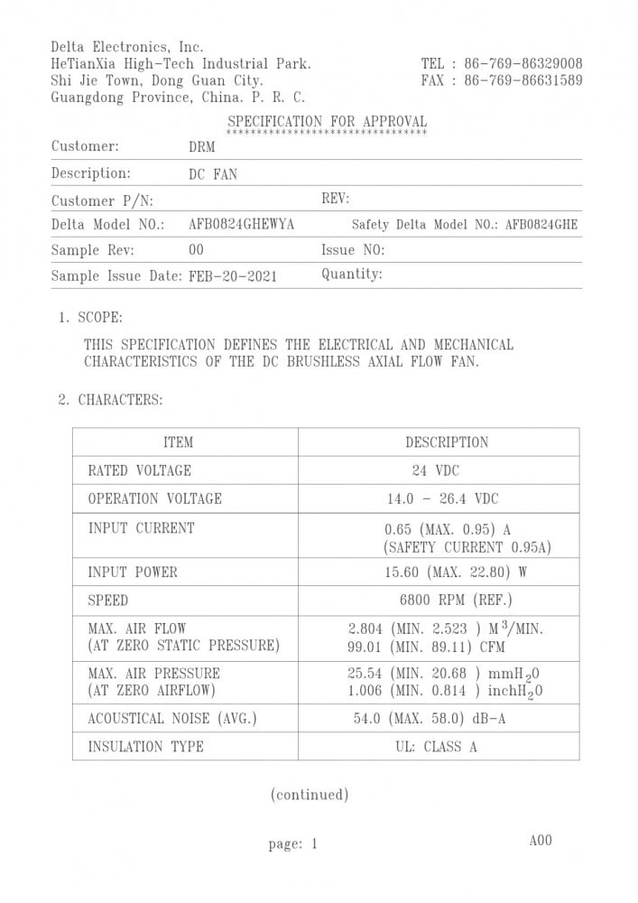 AFB0824GHEWYA specification page 3