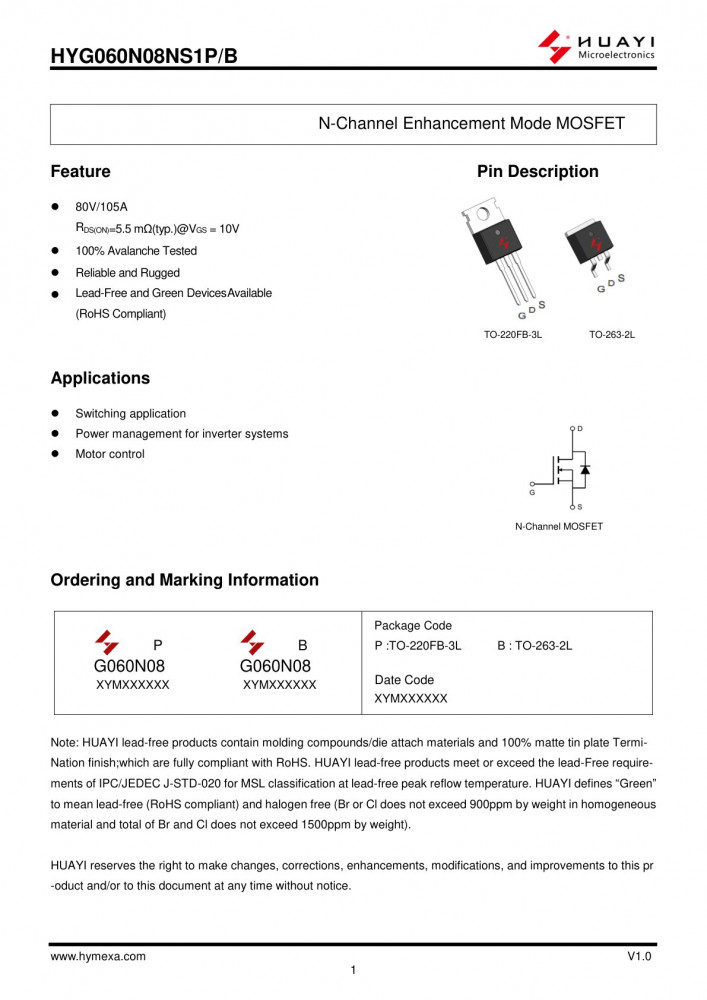 HYG060N08NS1B datasheet page 1