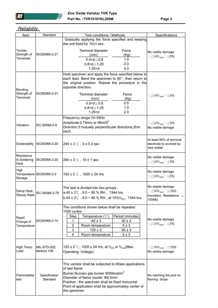 TKS TVR10181KL200M datasheet page 6