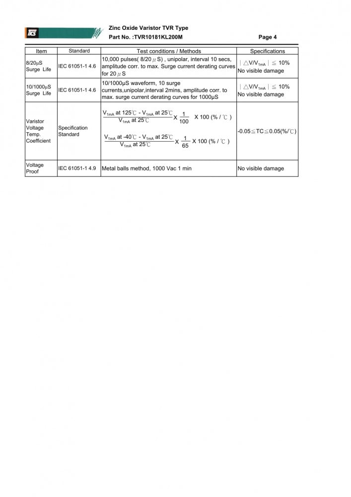 TKS TVR10181KL200M datasheet page 7