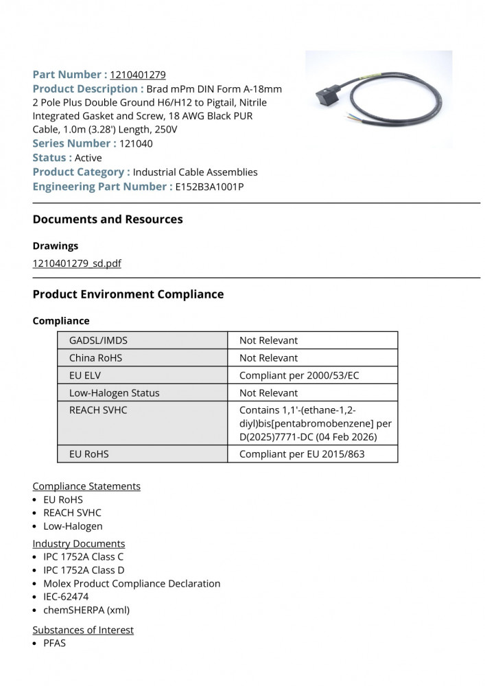 MOLEX 1210401279 drawing page 1