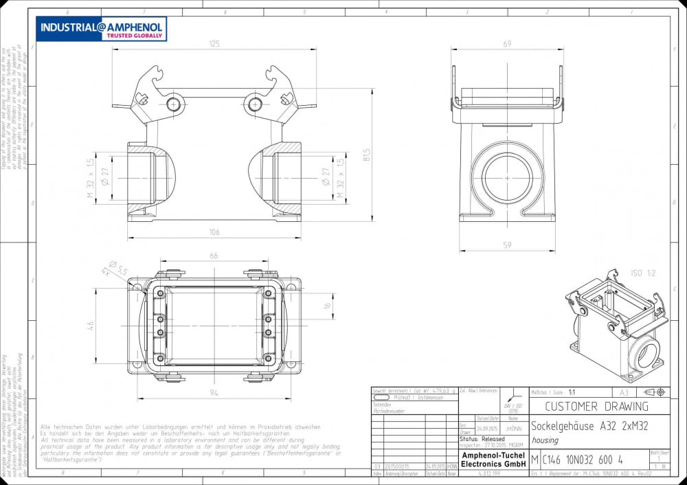 Amphenol C14610N0326004 customer drawing preview