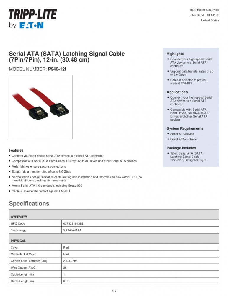EATON P940-12I technical document page 1