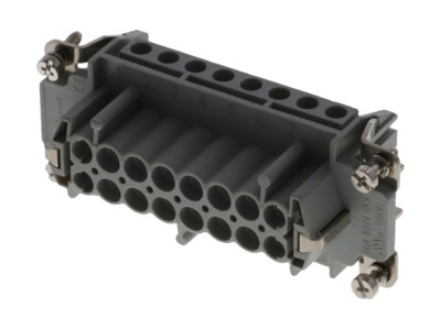 Heavy-Duty Push-in Terminal Insert, Female, 6-Pole, 16A, Silver (Ag) Plated Contacts, Size 6B «44x27»