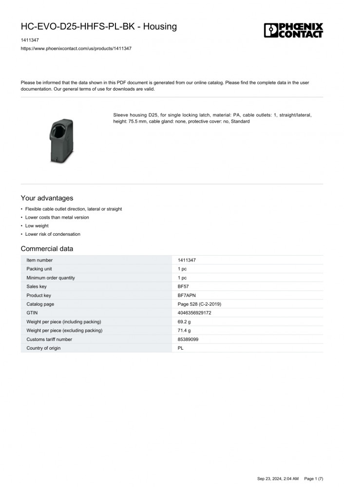 Phoenix Contact 1411347 technical document page 1