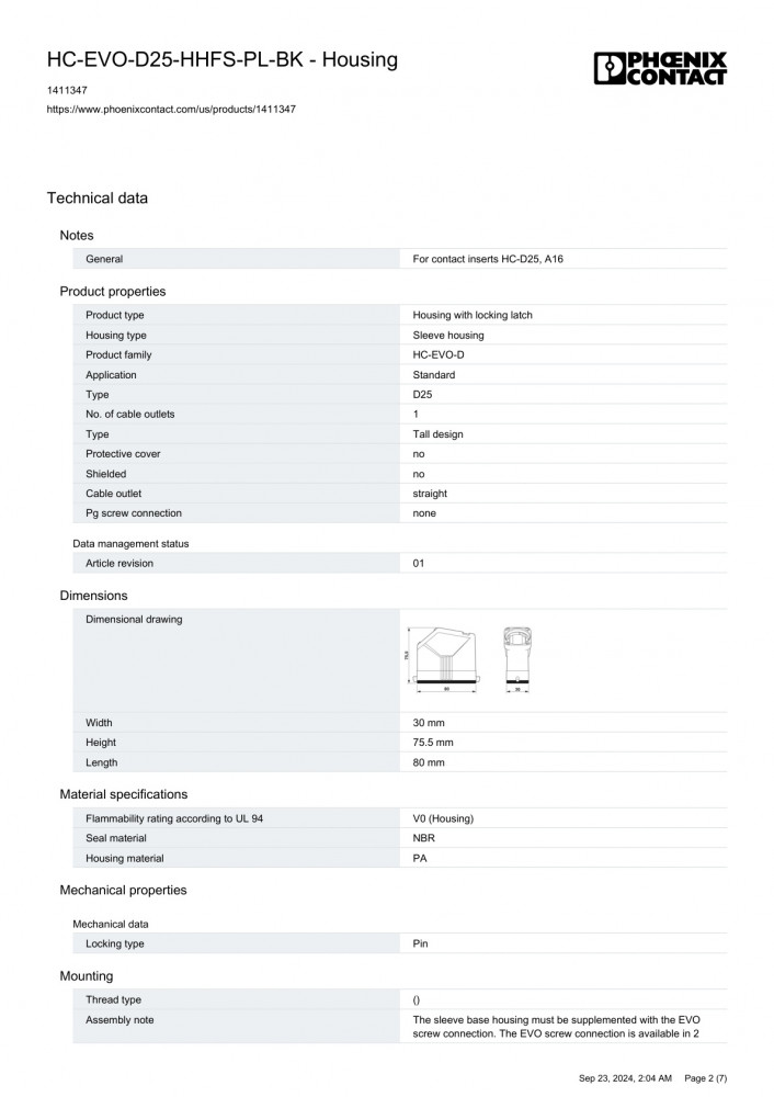 Phoenix Contact 1411347 technical document page 2