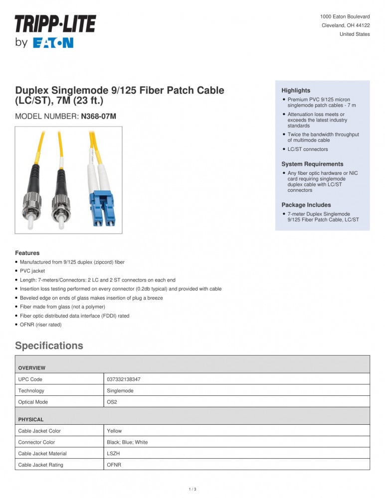 N368-07M product documentation page 1