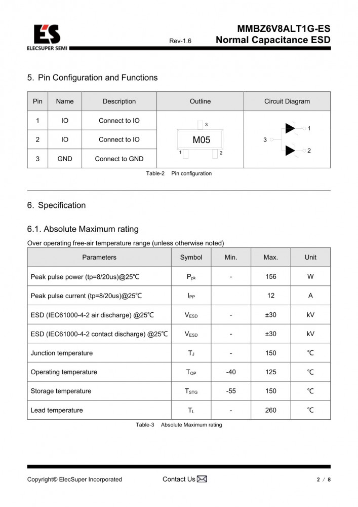 MMBZ6V8ALT1G-ES datasheet page 2