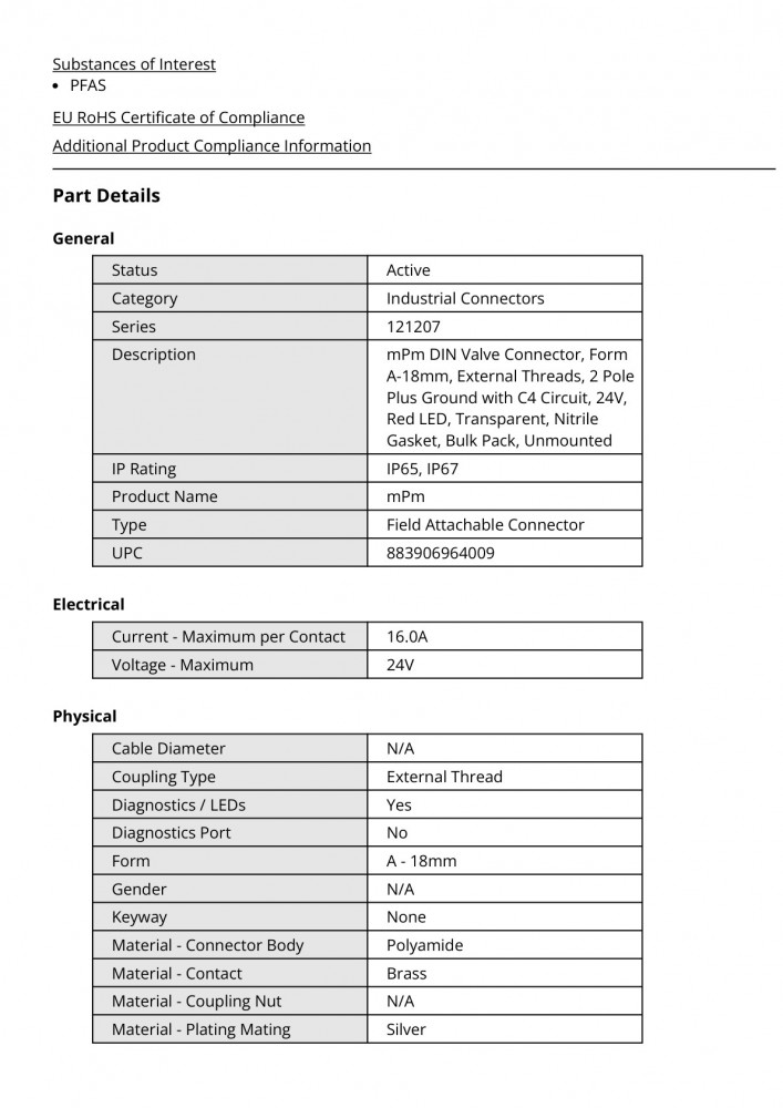 DIN valve connector specification preview, page 2