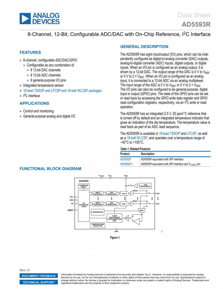 AD5593R technical document page 1