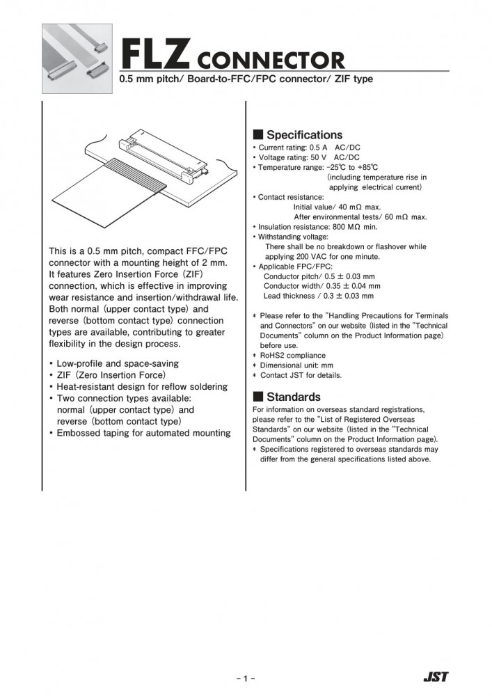 JST FLZ connector overview and specifications