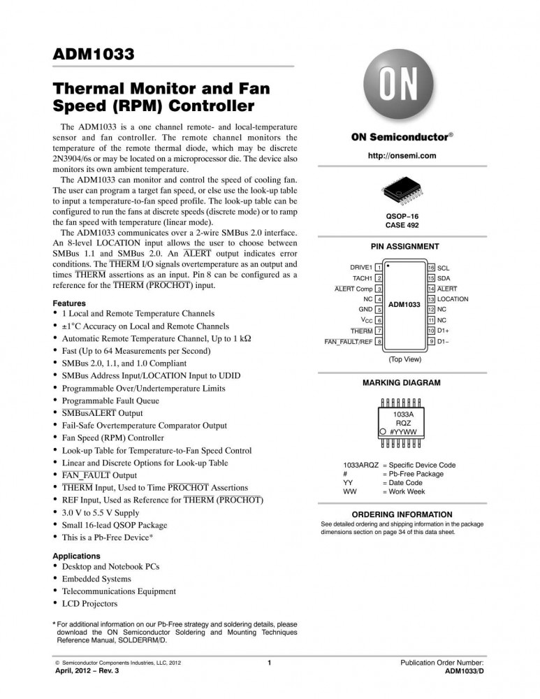 ADM1033 datasheet page 1