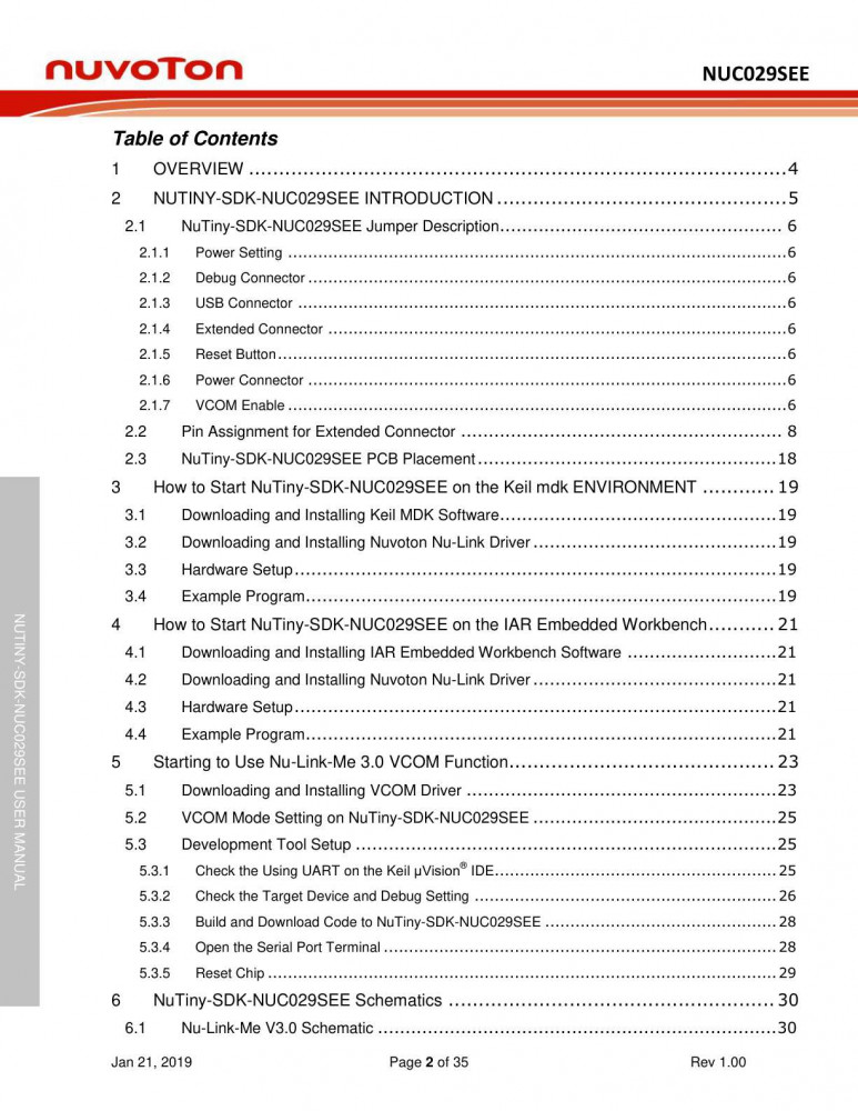 NuTiny-SDK-NUC029SEE manual page 2