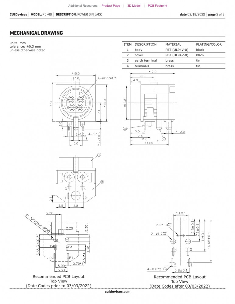 CUI PD-40 technical document page 2