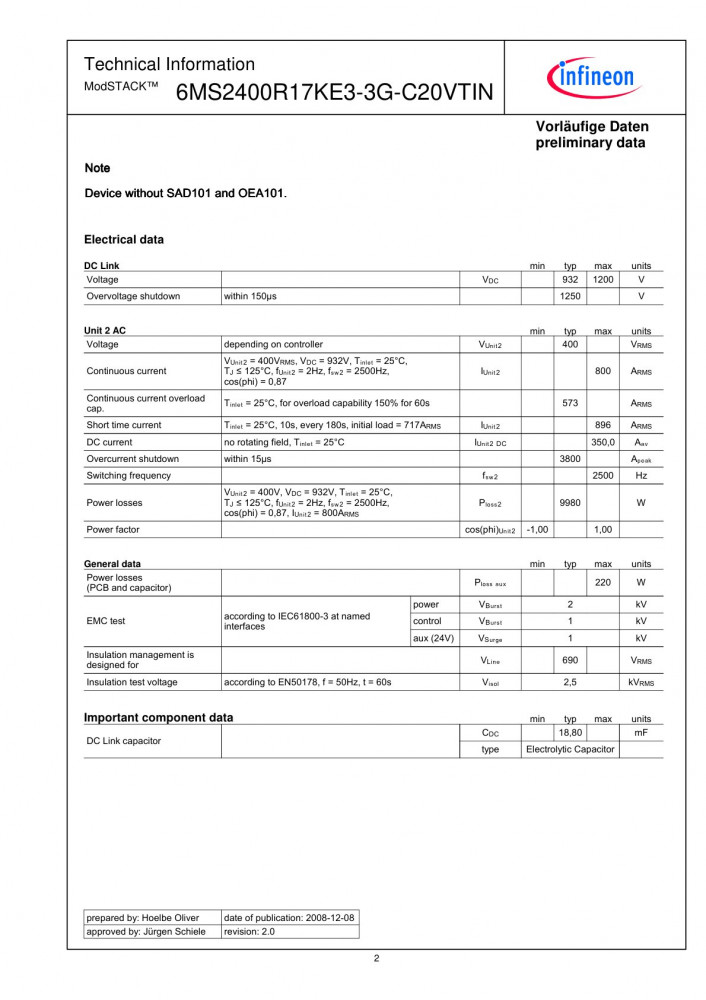 Infineon technical document page 2