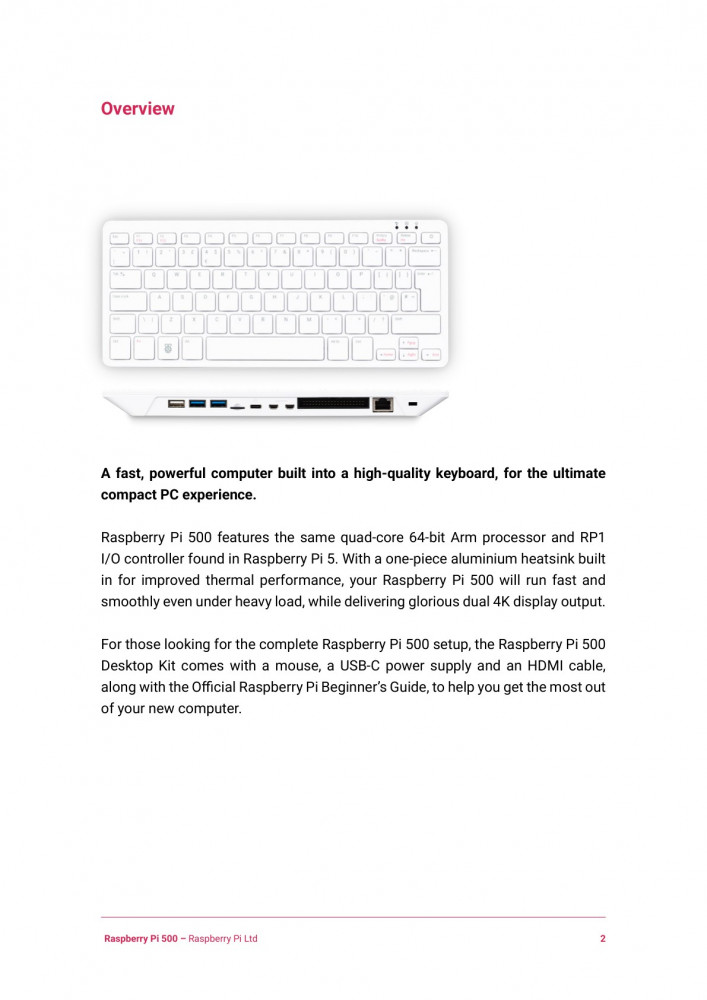 Raspberry Pi 500 document page 2