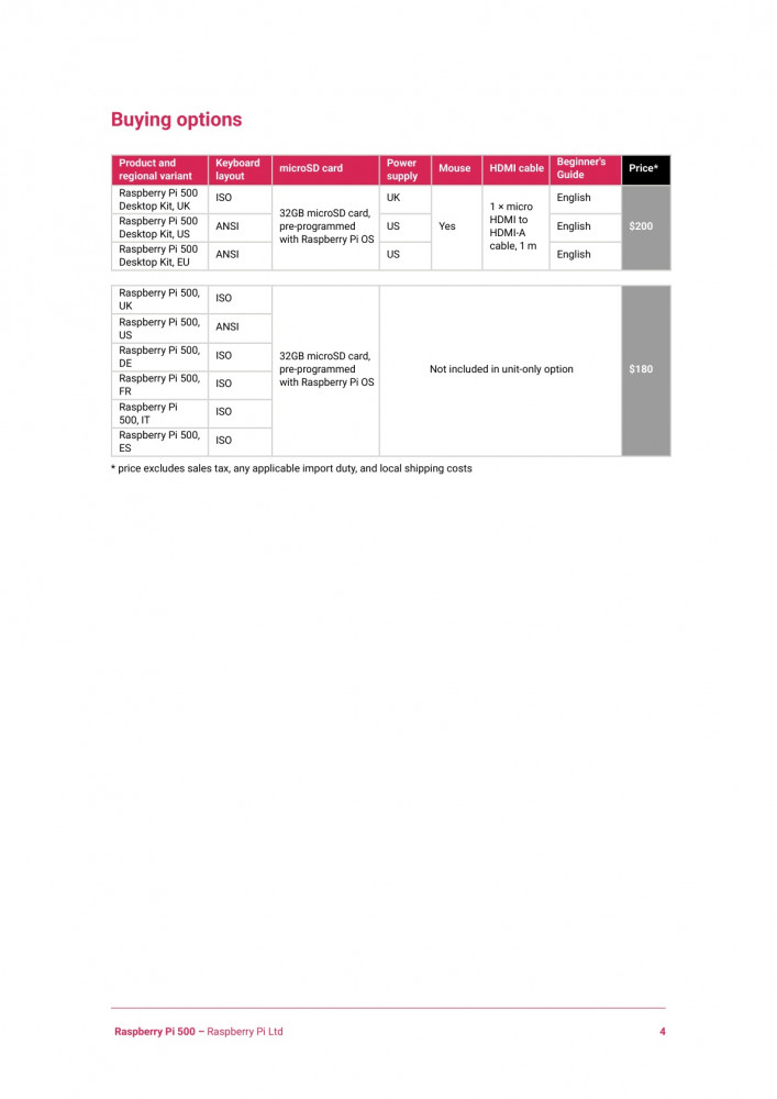 Raspberry Pi 500 document page 4