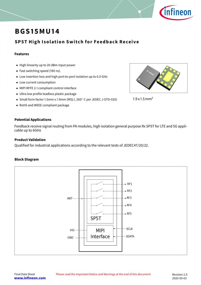 BGS15MU14 datasheet page 1