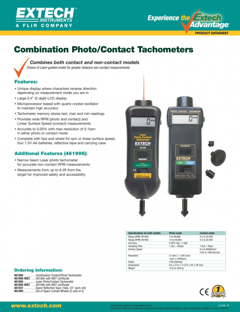 JRH Electronics 461895 tachometer product documentation image
