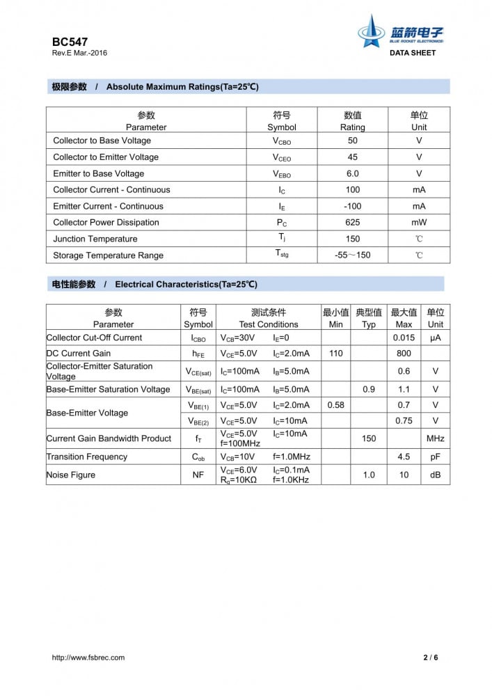 BC547-B datasheet page 2