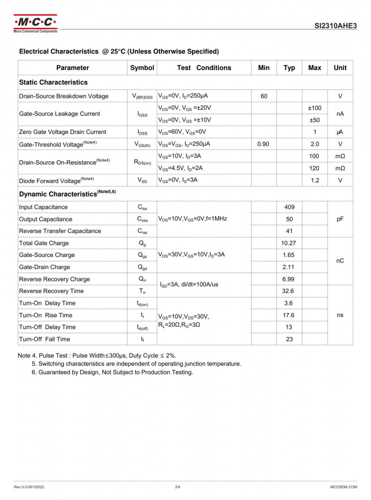 SI2310AHE3-TP datasheet page 2