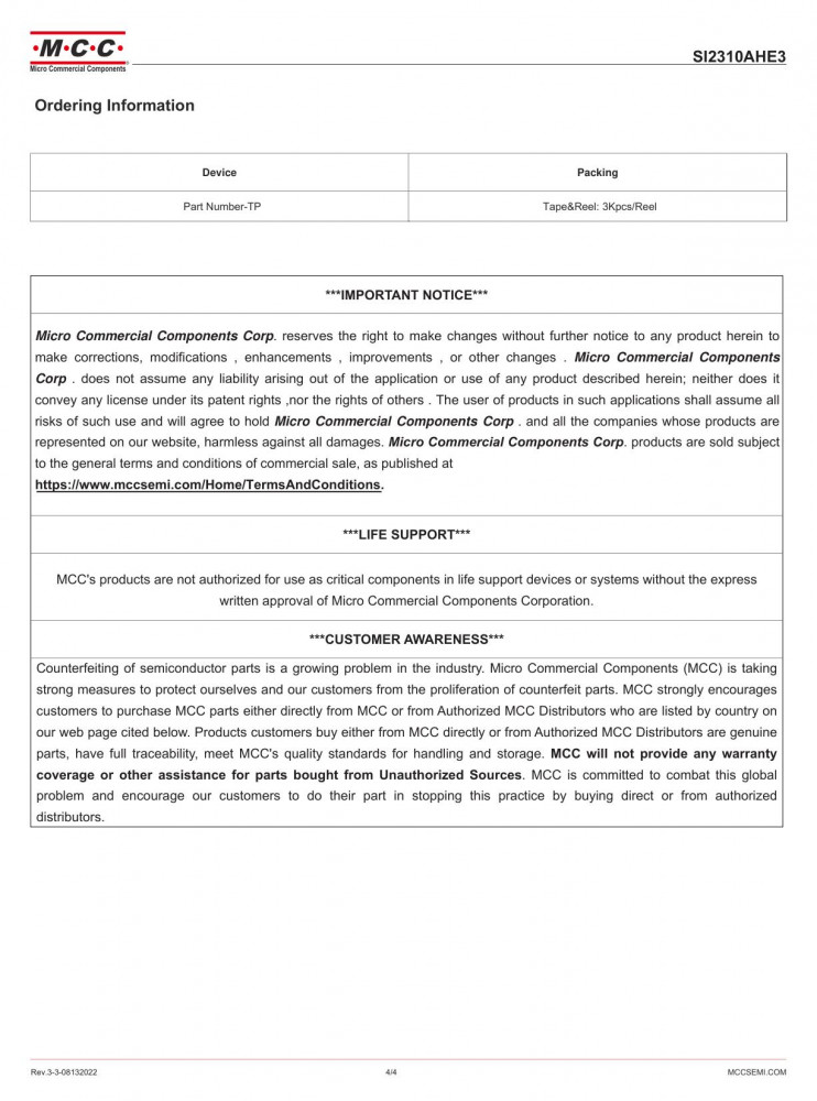 SI2310AHE3-TP datasheet page 4