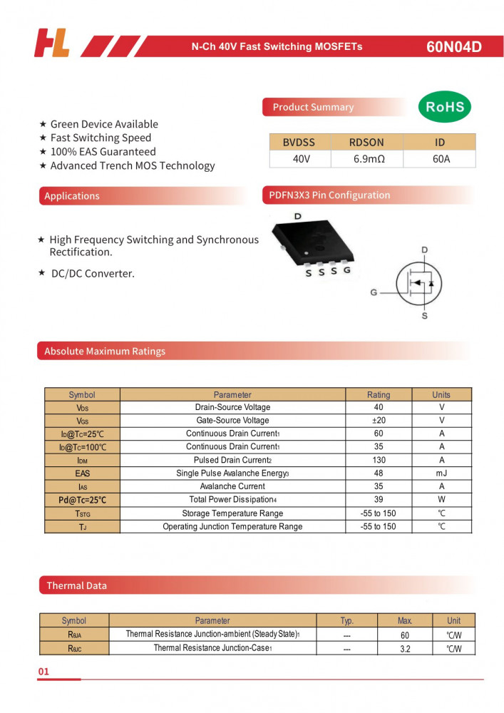 HL 60N04D datasheet page 1