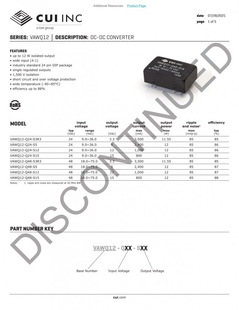 VAWQ12 datasheet page 1