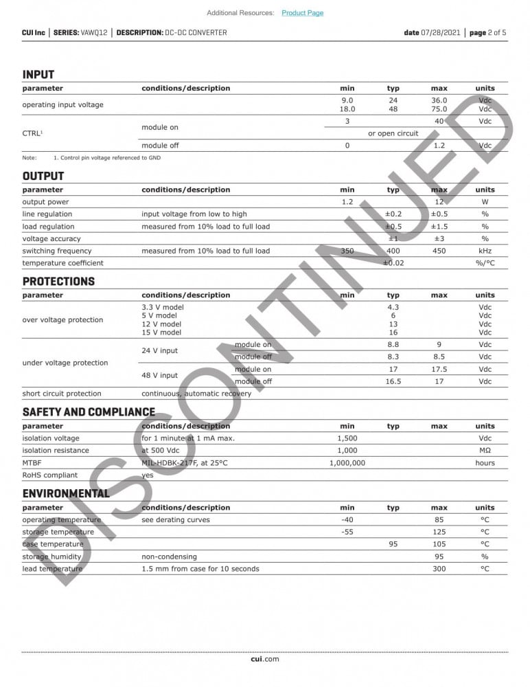 VAWQ12 datasheet page 2