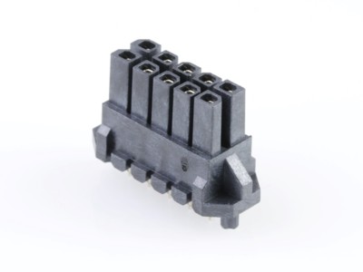 Micro-Fit BMI Receptacle Header, Dual Row, Vertical, with Press-fit Plastic Pegs, 0.76µm Gold (Au) Selective, 8 Circuits