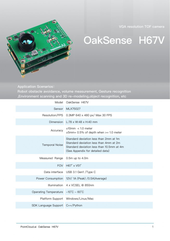 OakSense H67V documentation page 1