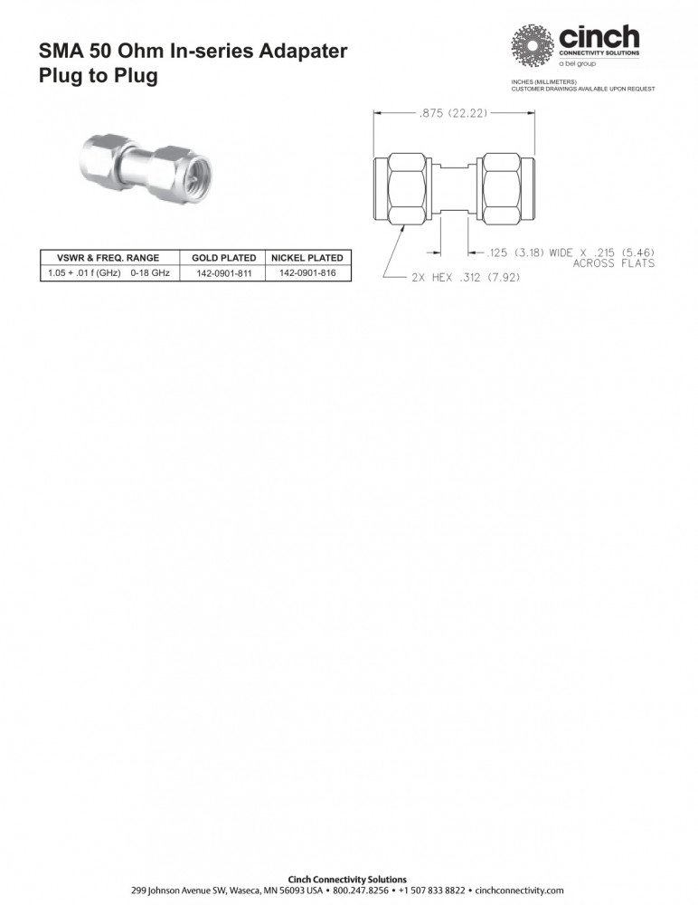 Bel Fuse 142-0901-811 technical document page 1