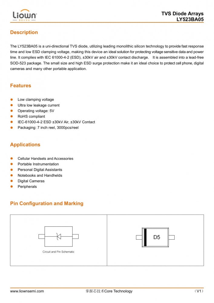 LY523BA05 datasheet page 1