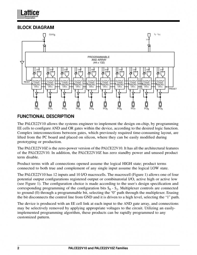PALCE22V10H technical document page 2