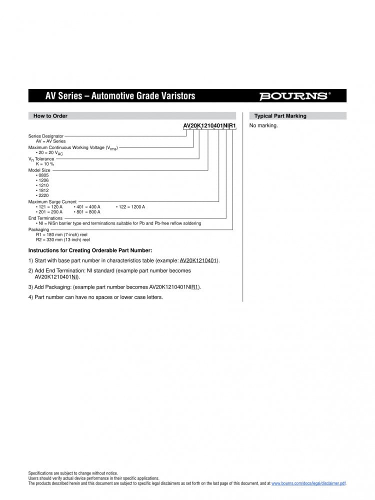BOURNS AV Series datasheet page 4