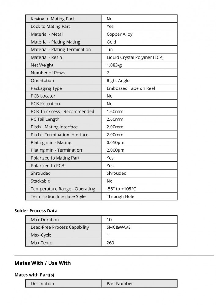 Molex Milli-Grid header product specification page 3