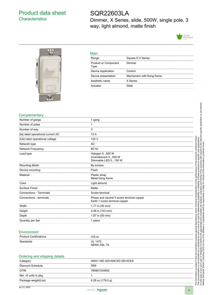 SQR22603LA technical document page 1