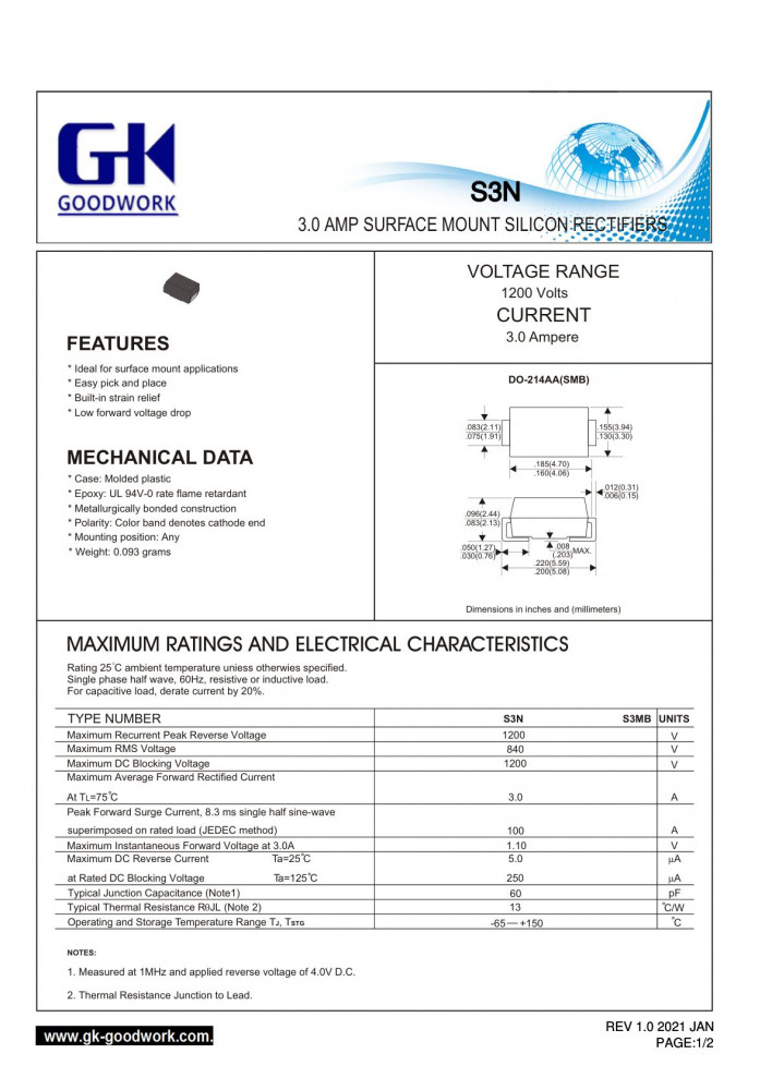 GOODWORK S3N datasheet page 1