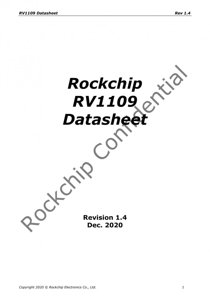 RV1109 datasheet page 1