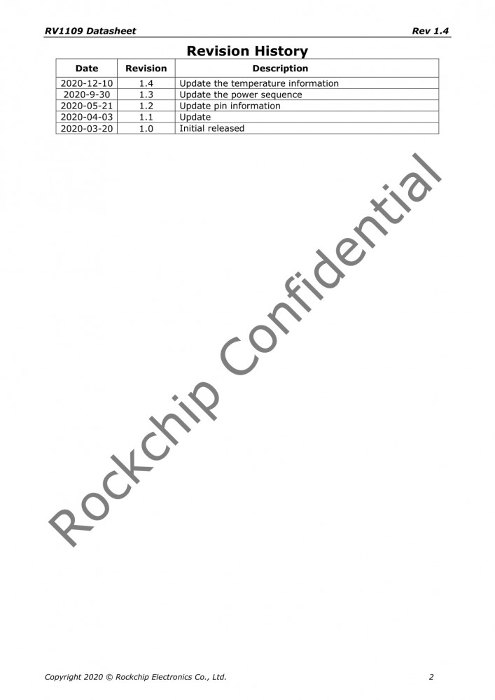 RV1109 datasheet page 2