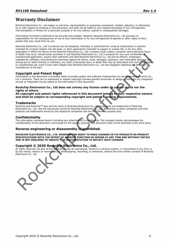 RV1109 datasheet page 6
