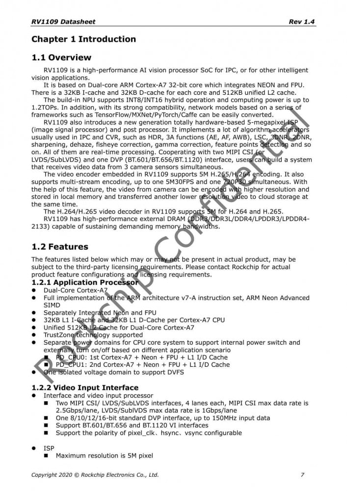 RV1109 datasheet page 7