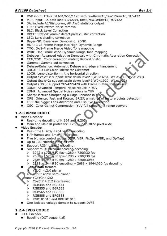 RV1109 datasheet page 8
