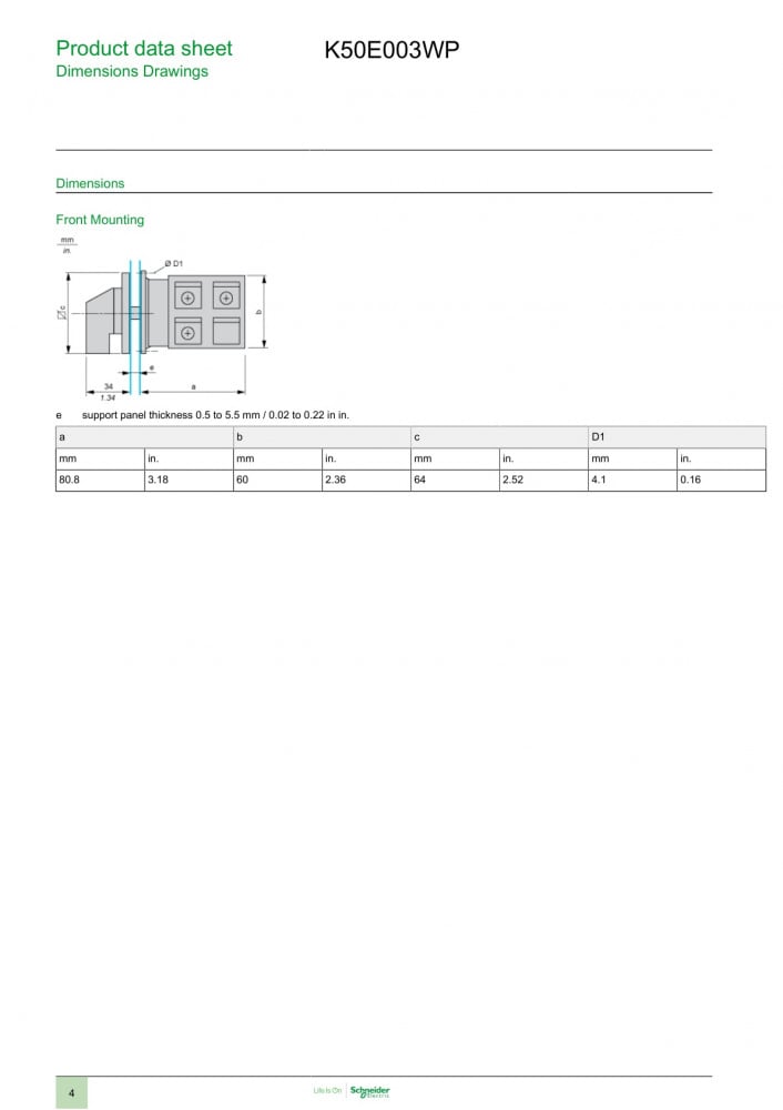 K50E003WP technical document page 4